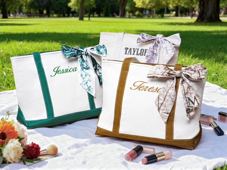 Custom Tote Bag,embroidered Canvas Tote Bag,custom Tote Bag With Name ...