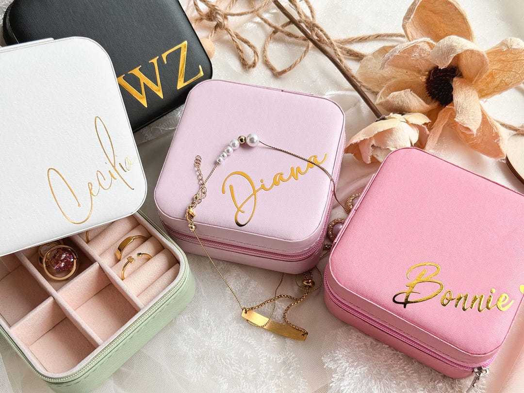 Custom Bridesmaid Name Jewelry Box,personalized Jewelry Box,travel ...