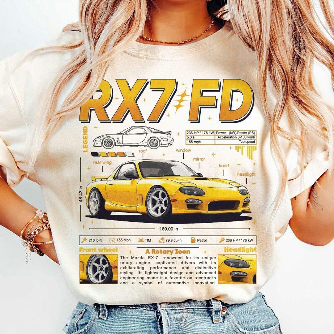 Retro RX7 FD Knowledge Shirt, Cute Sport Car Automotive Anatomy RX7 FD ...
