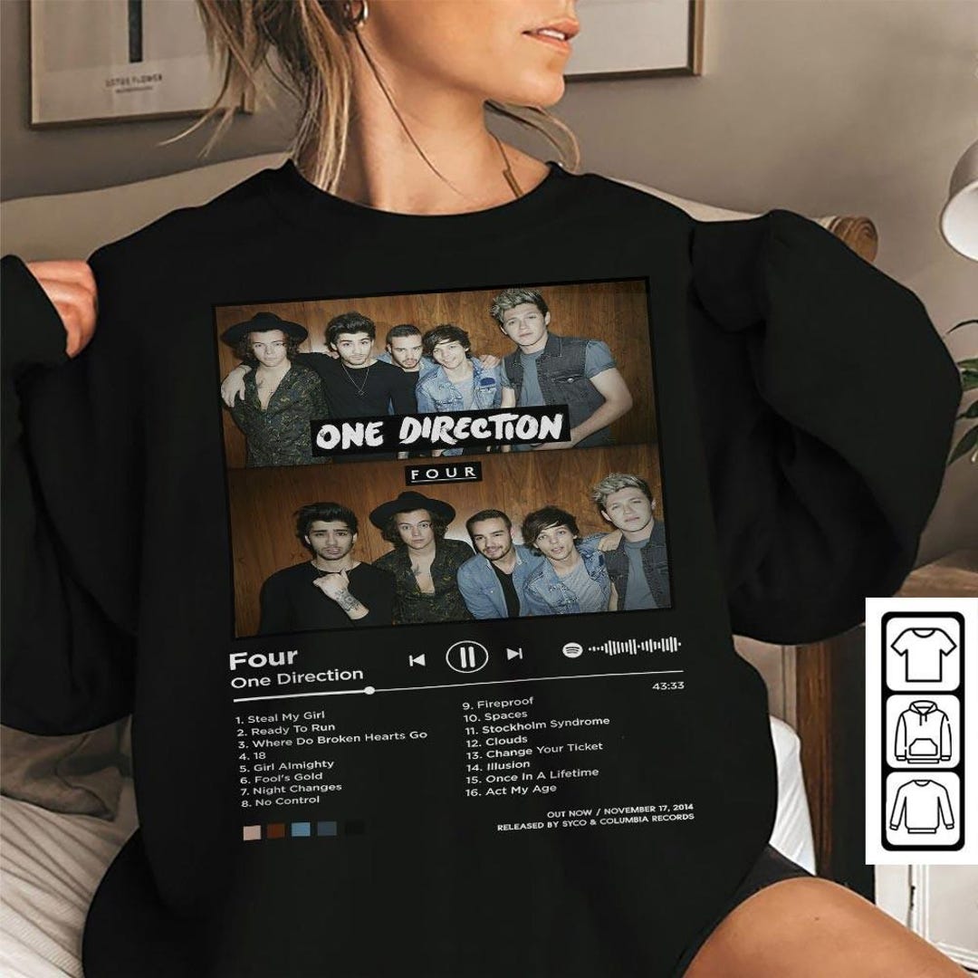 One Direction Four Album Tracklist Shirt, One Direction Vintage Album ...