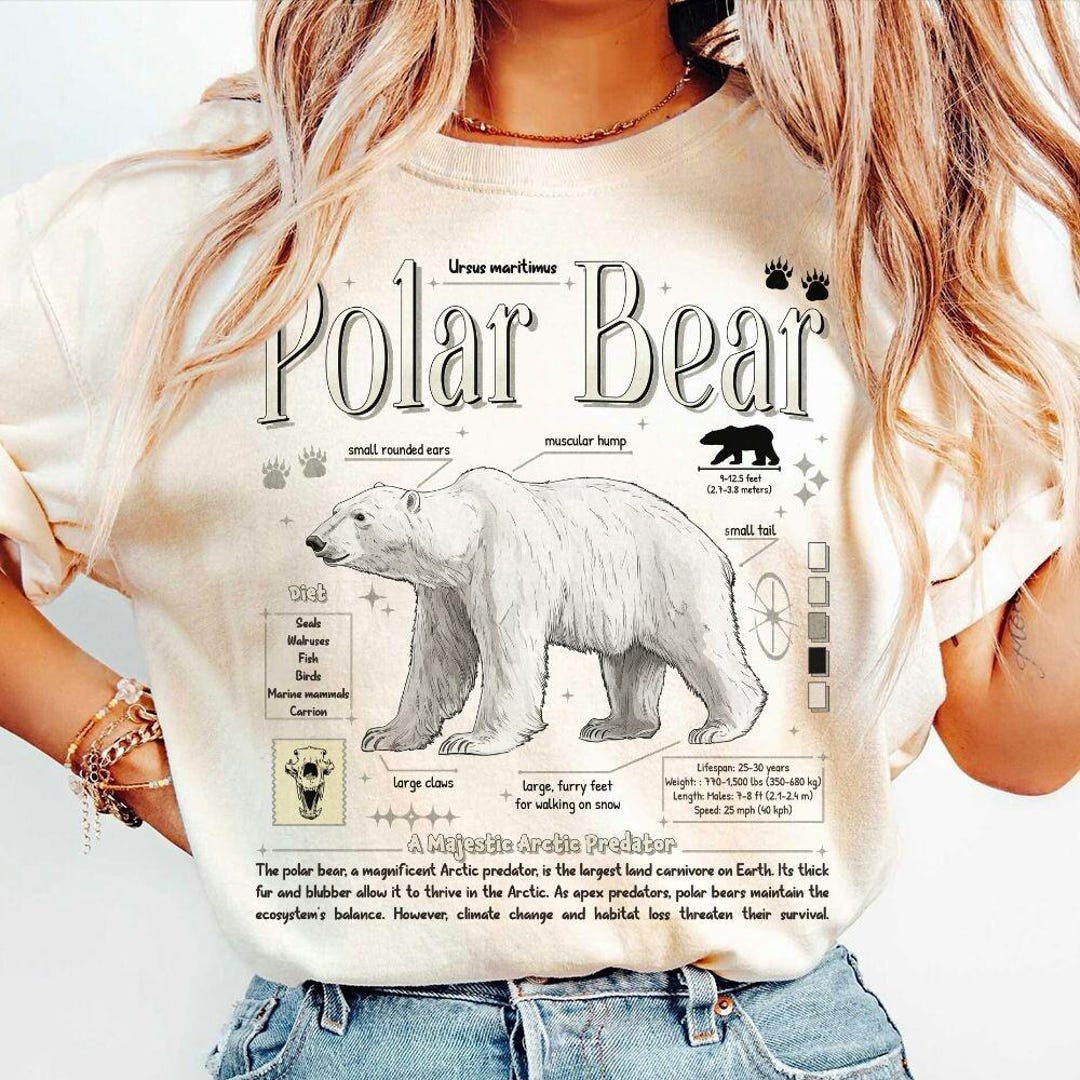 Polar Bear Anatomy Shirt, Arctic Wildlife Science Art, Cute Animal ...