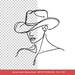 Cowboy Hat Line Art SVG, PNG Digital Download, Minimalist Western Girl ...