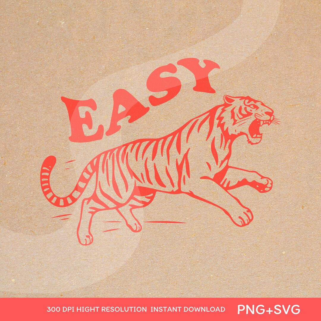 Retro Tiger SVG Design, Easy Tiger Printable Wall Art, Wild Animal ...