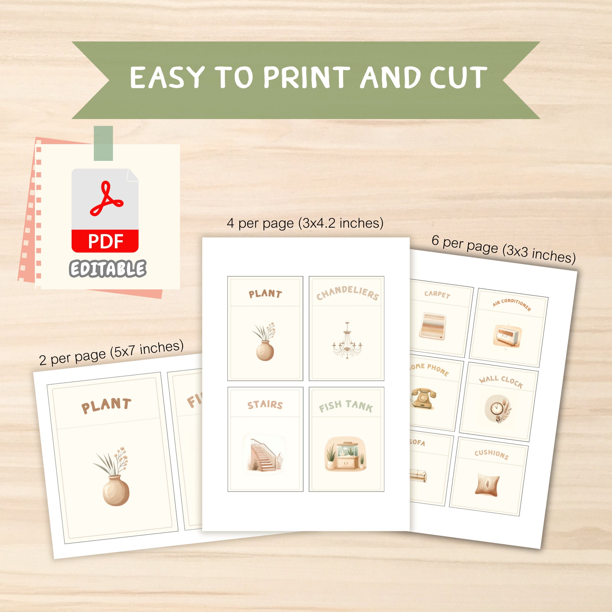 Montessori Living Room Flash Cards 20 Cozy Home Items for Kids Learning ...