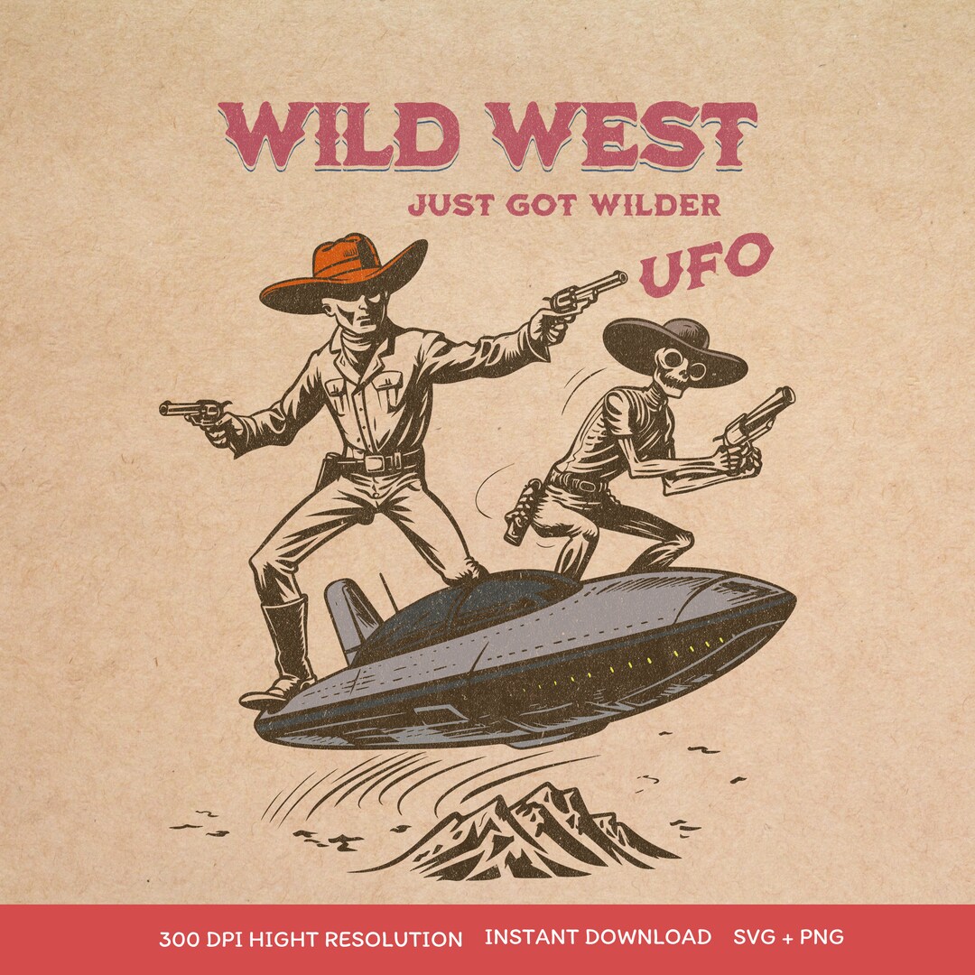 Cowboy UFO SVG PNG, Alien Abduction Western Design, Sci-fi Cowboy ...
