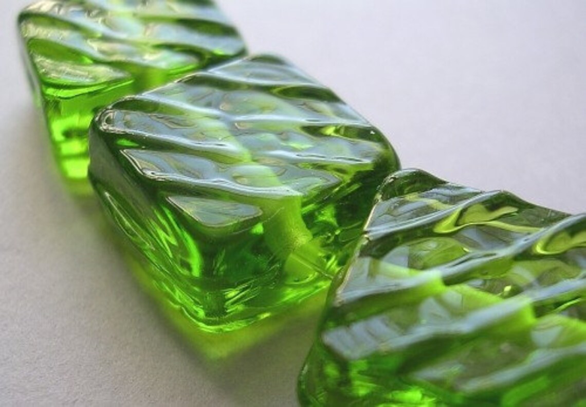 Handmade Glass Green Lampwork Beads Ericabeads Lime Groovy | Etsy
