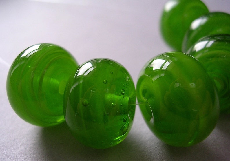Handmade Lampwork Green Glass Beads Ericabeads Candied Lime | Etsy