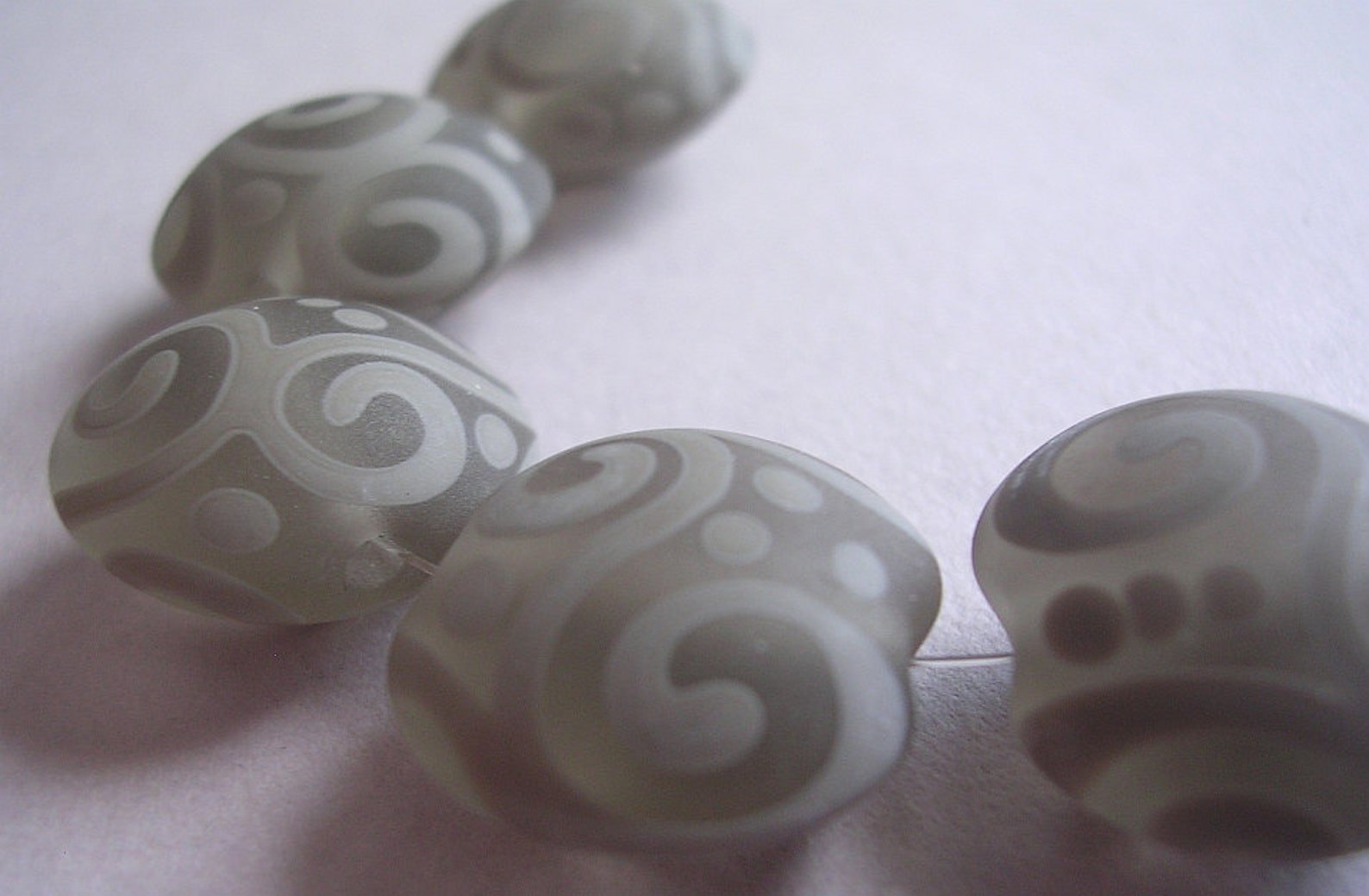 Glass Handmade Grey Lampwork Beads Ericabeads Etched Grey Lentils 5 - Etsy