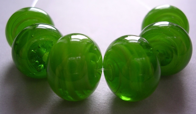 Handmade Lampwork Green Glass Beads Ericabeads Candied Lime | Etsy