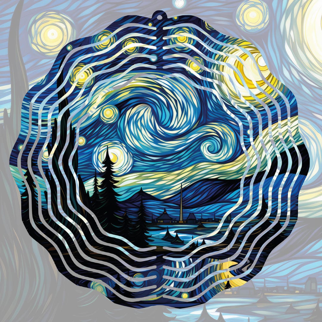 Starry Night Wind Spinner PNG, Wind Spinner Sublimation Design, Vincent ...
