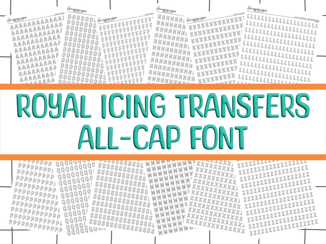 All-cap Font Royal Icing Transfer Sheets for Cakes (digital Download ...