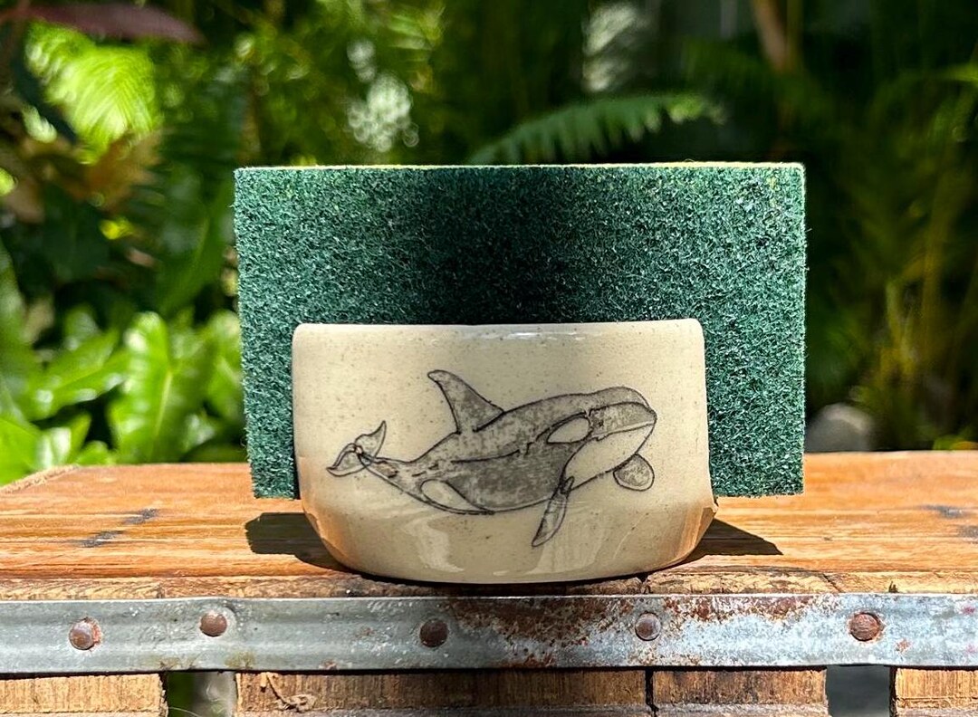 Handcrafted Wheel Thrown Orca Pottery Sponge Holder, Ceramic Kitchen ...