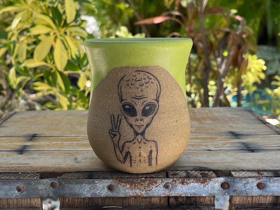 Handcrafted Alien Pottery Cup, Unique Tumbler for Coffee or Wine ...
