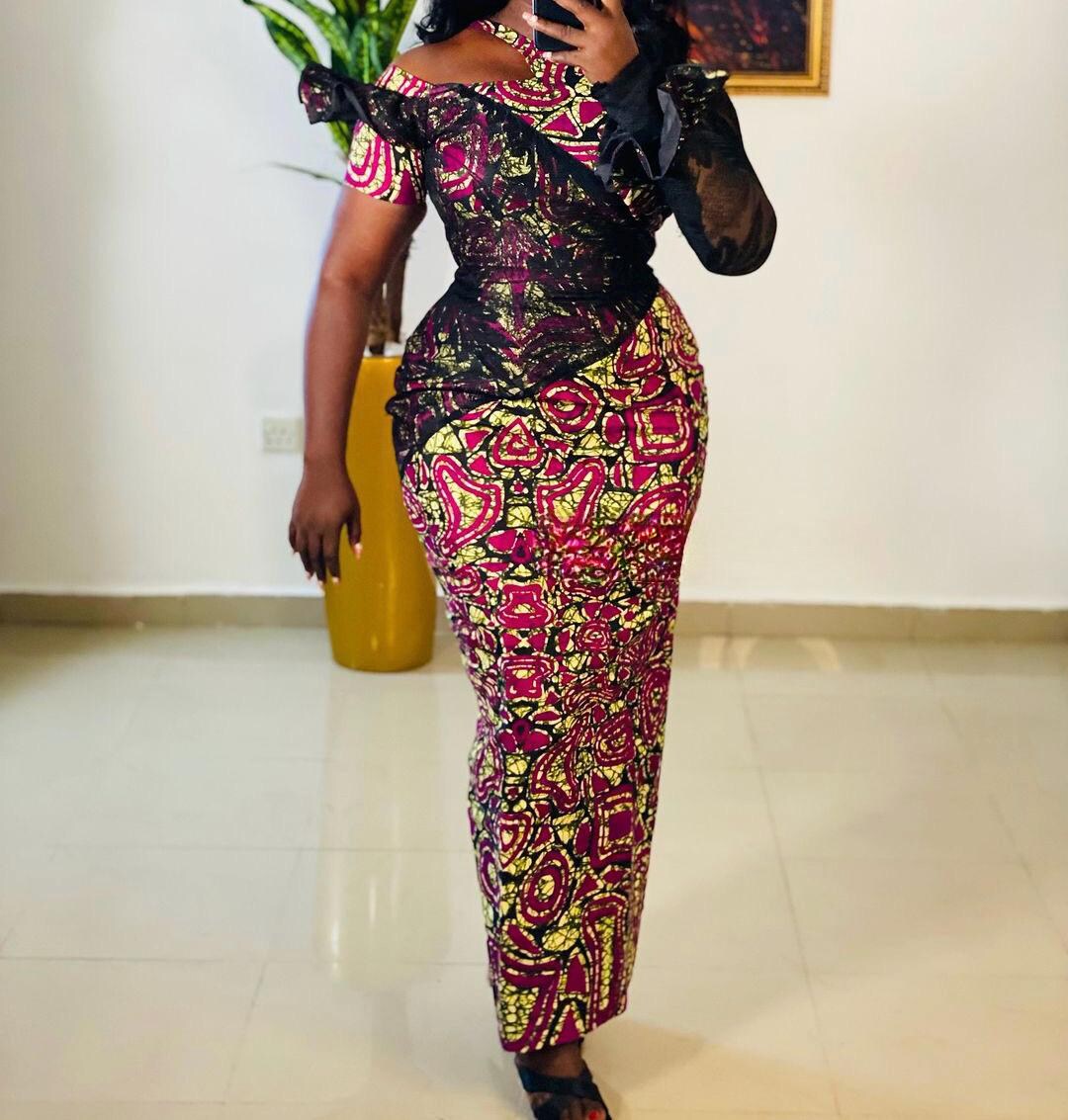 Bold African Dress, African Print Mono Sleeve Gown, Long Ankara Dress ...