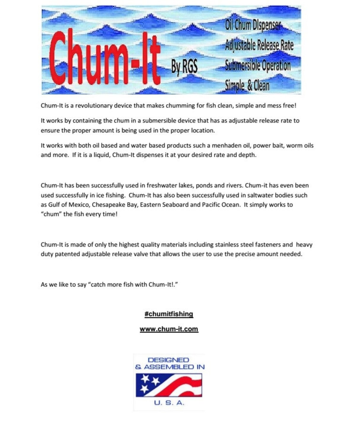 Chum It 16 Oz Submersible & Adjustable Liquid Chum Release Rate ...