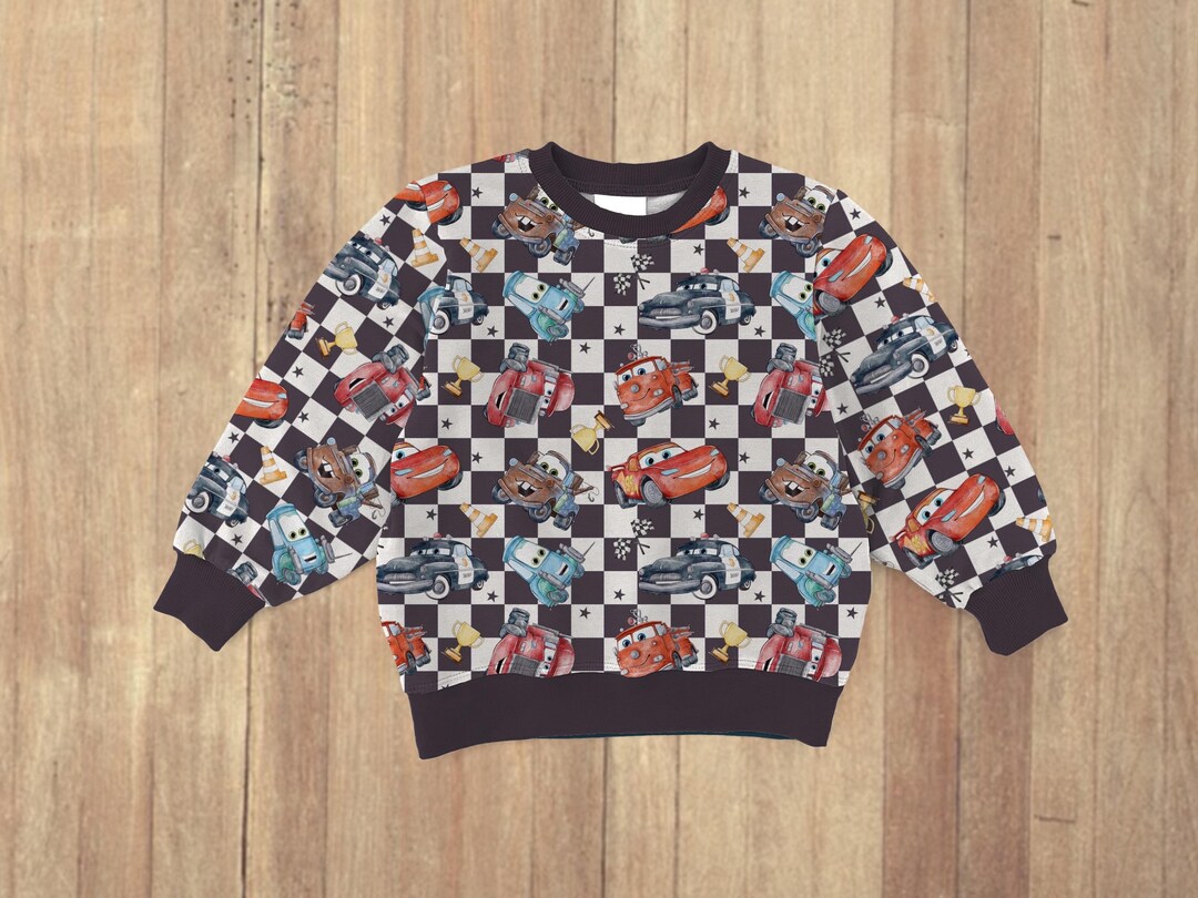 Handmade French Terry Pixar Cars Sweatshirt, Lightning Mcqueen Cozy ...