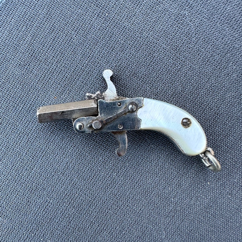 1930s 2mm Pinfire Berloque Miniature Pistol With Mother of Pearl Grips ...