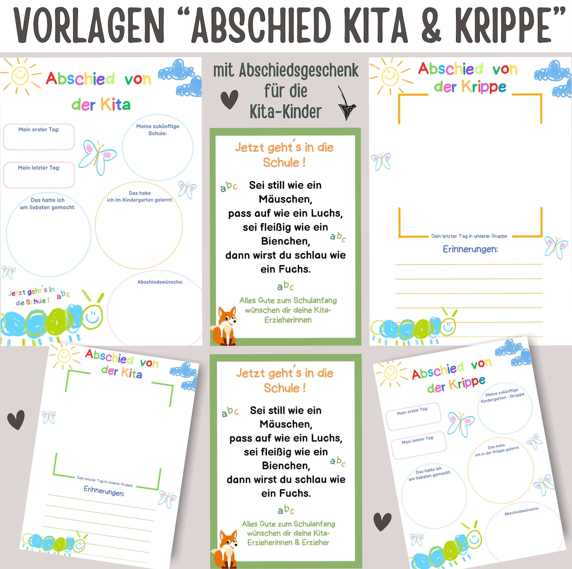 Vorlage Abschied Kita | Portfolio Vorlagen Kindergarten | Vorlage ...