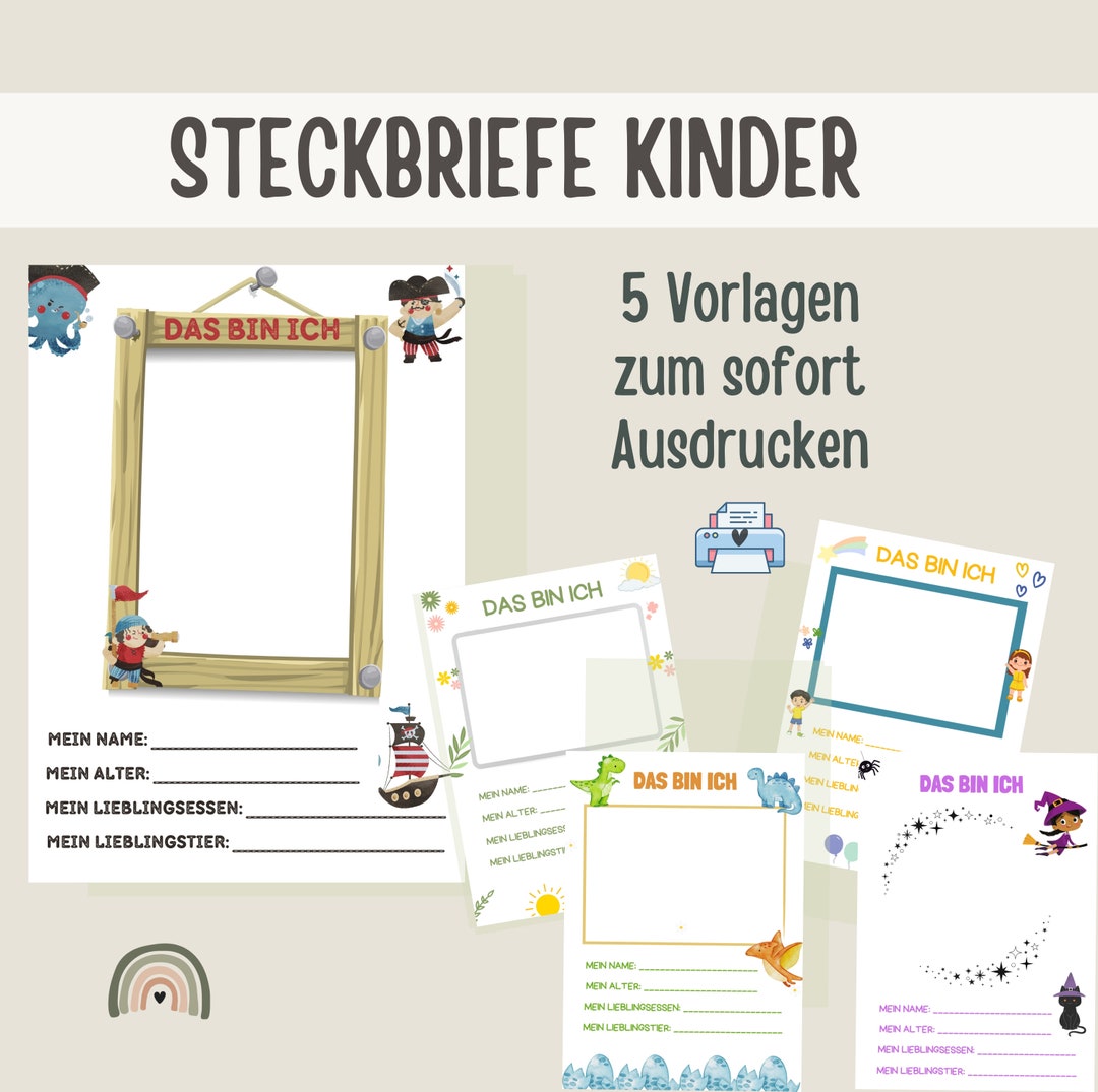 Steckbrief Kindergarten, Steckbrief Kita, Steckbrief Krippe, Vorlage ...