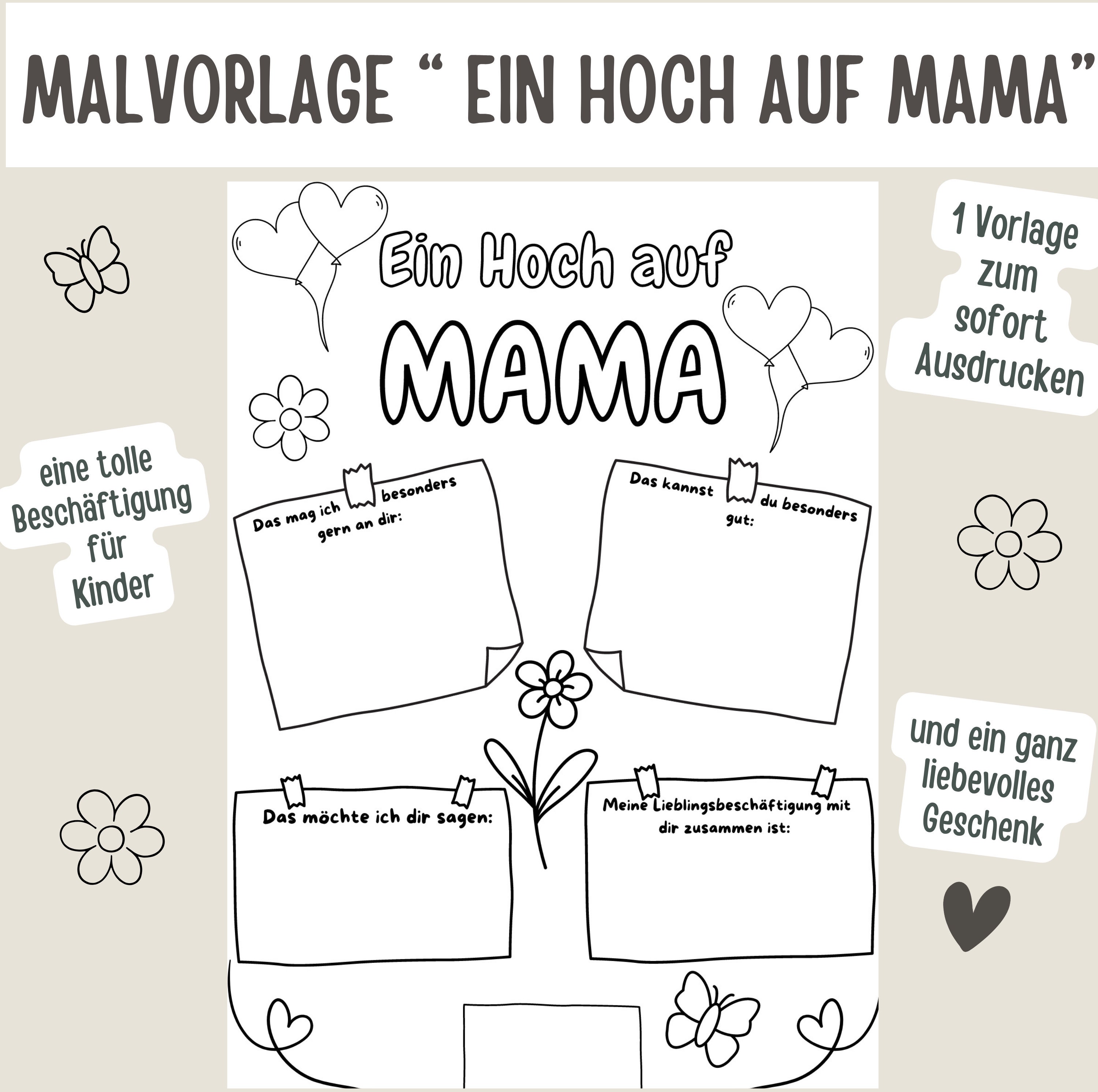 Ausmalbild Papa| Geschenk Vatertag | Geburtstag Papa | Bastelvorlage ...
