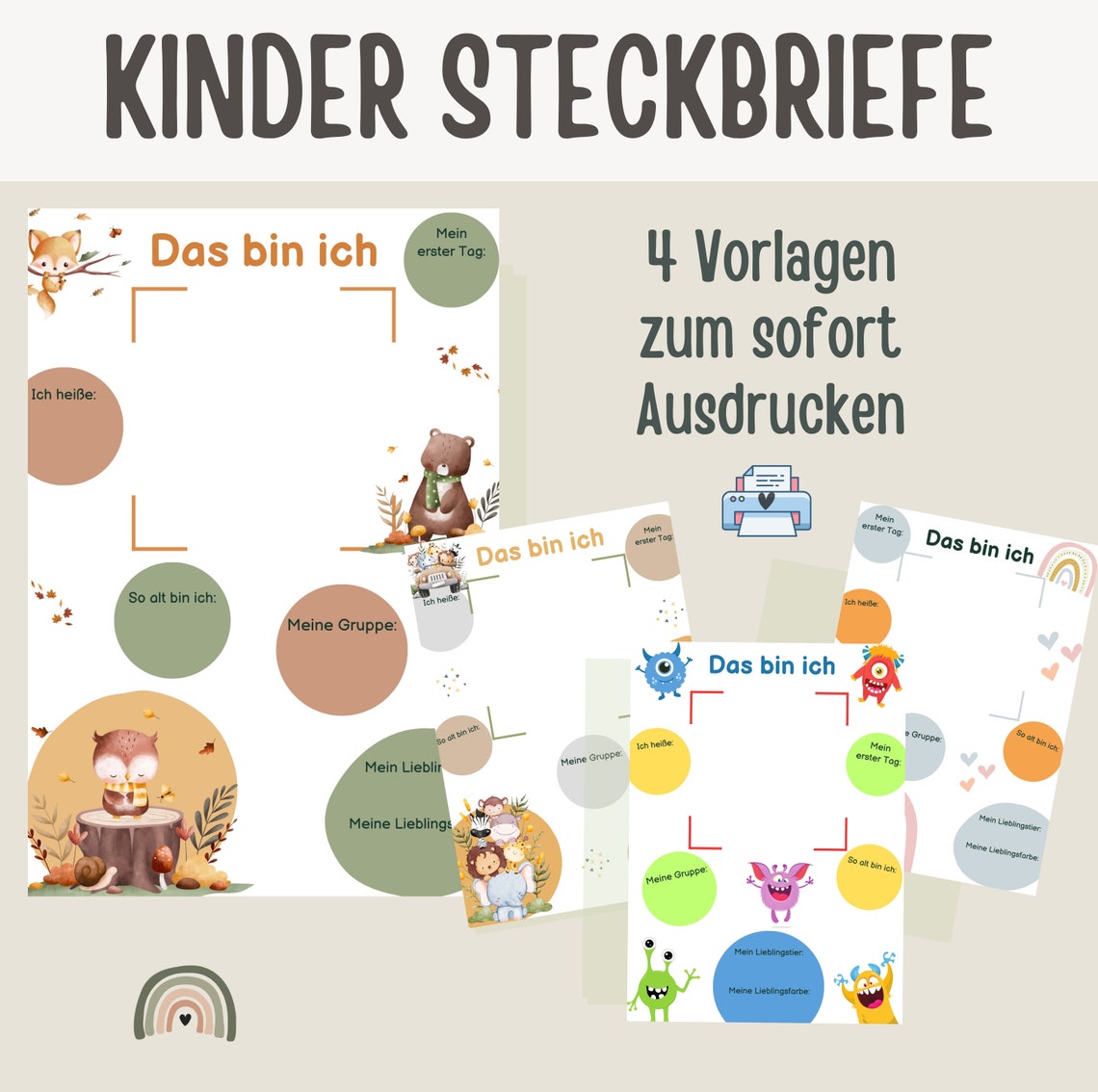 2 Steckbriefe für Erzieher | Steckbrief Kita | Vorlage Erzieherinnen ...