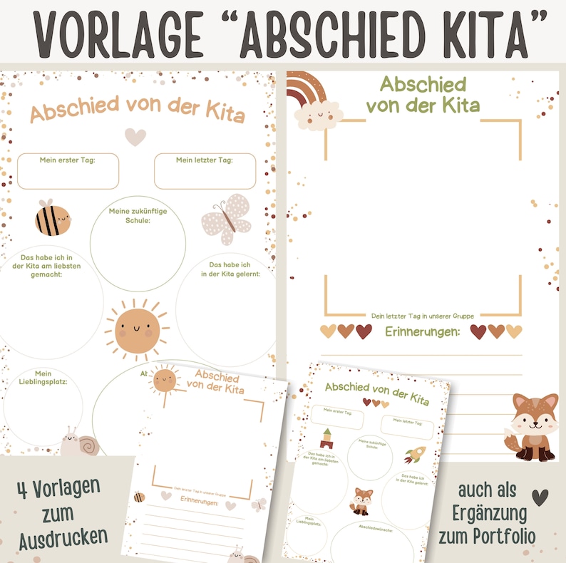 10 Aushänge Kindergarten | Aushang Kita | Portfolio Vorlage Kindergarten | Vorlage für ...