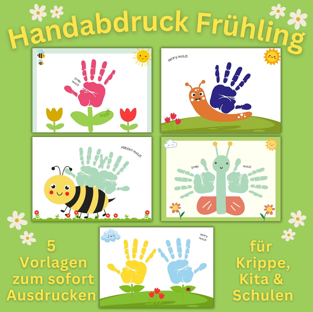 Handprint Template for Spring Daycare | Portfolio Template for ...