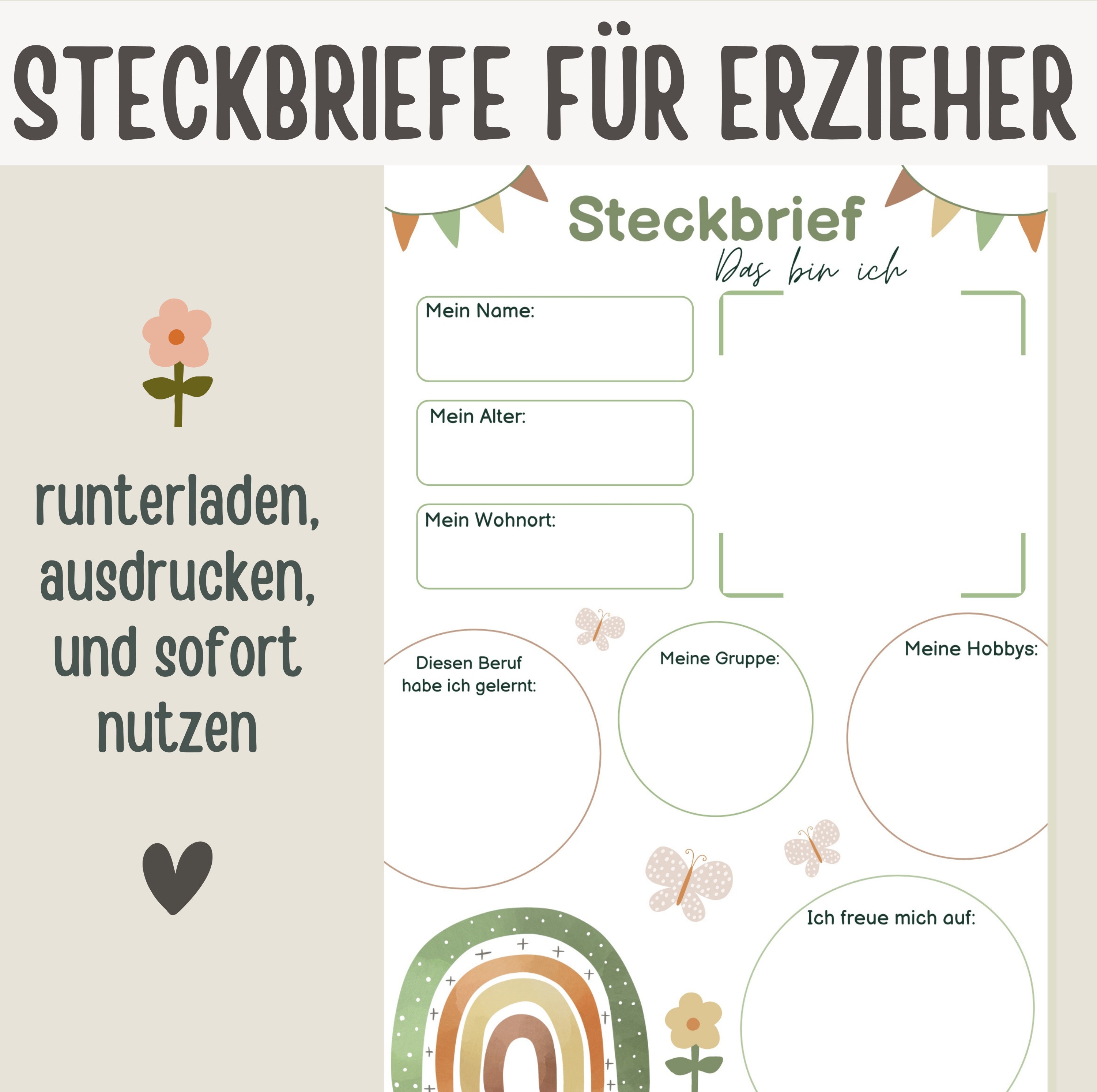 Steckbrief Erzieherin Vorlage