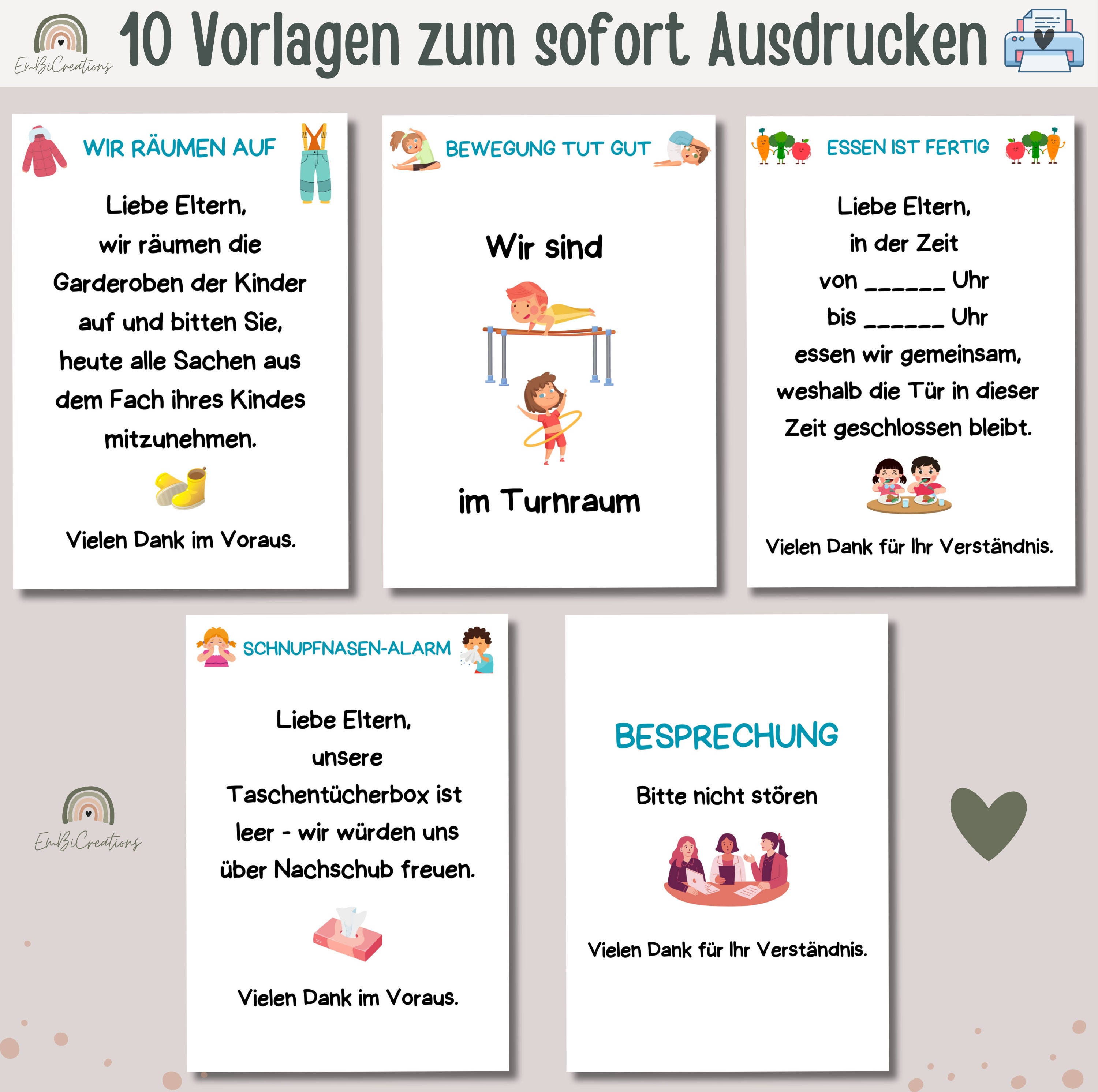 10 Aushänge Kindergarten | Aushang Kita | Portfolio Vorlage ...