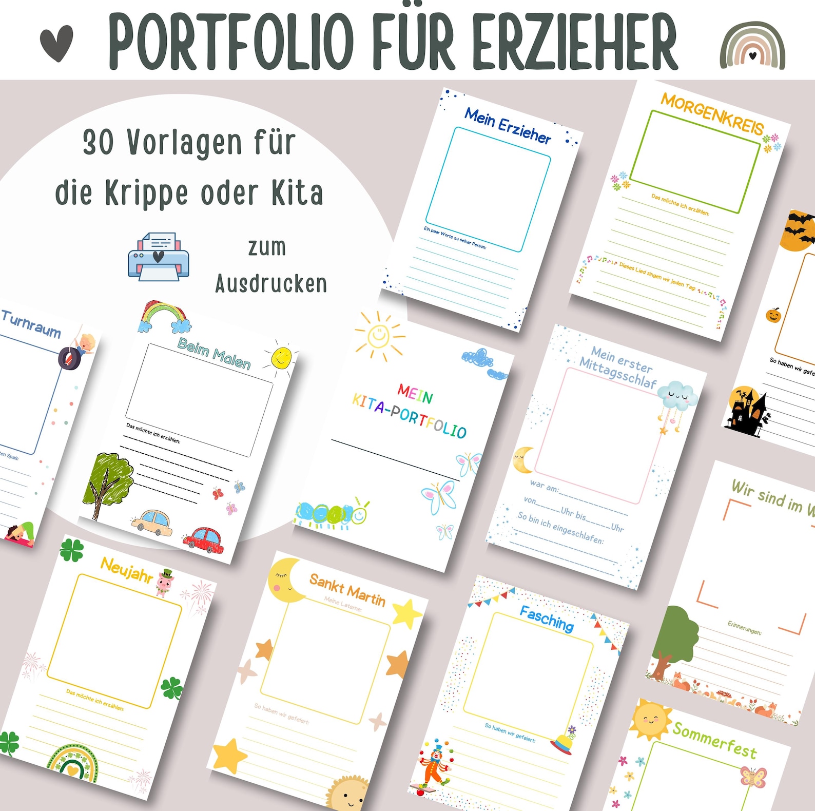 5 Preschool Templates for Daycare | Portfolio Template for Kindergarten ...