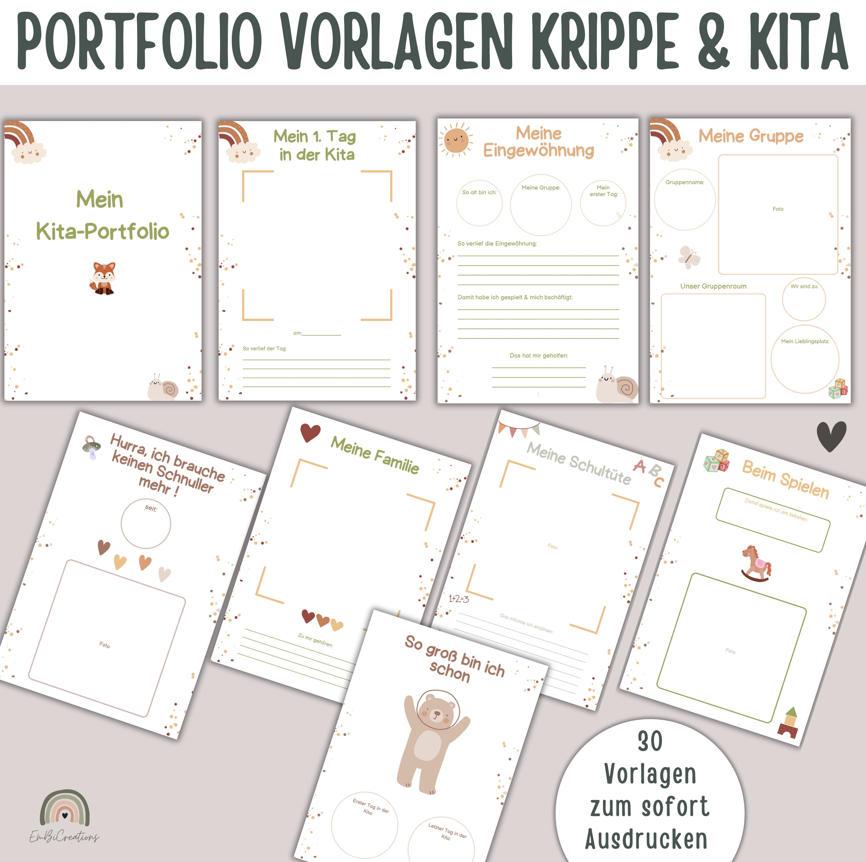 Abschied Krippe Vorlage | Portfolio Vorlagen Kita | Portfolio Vorlagen ...