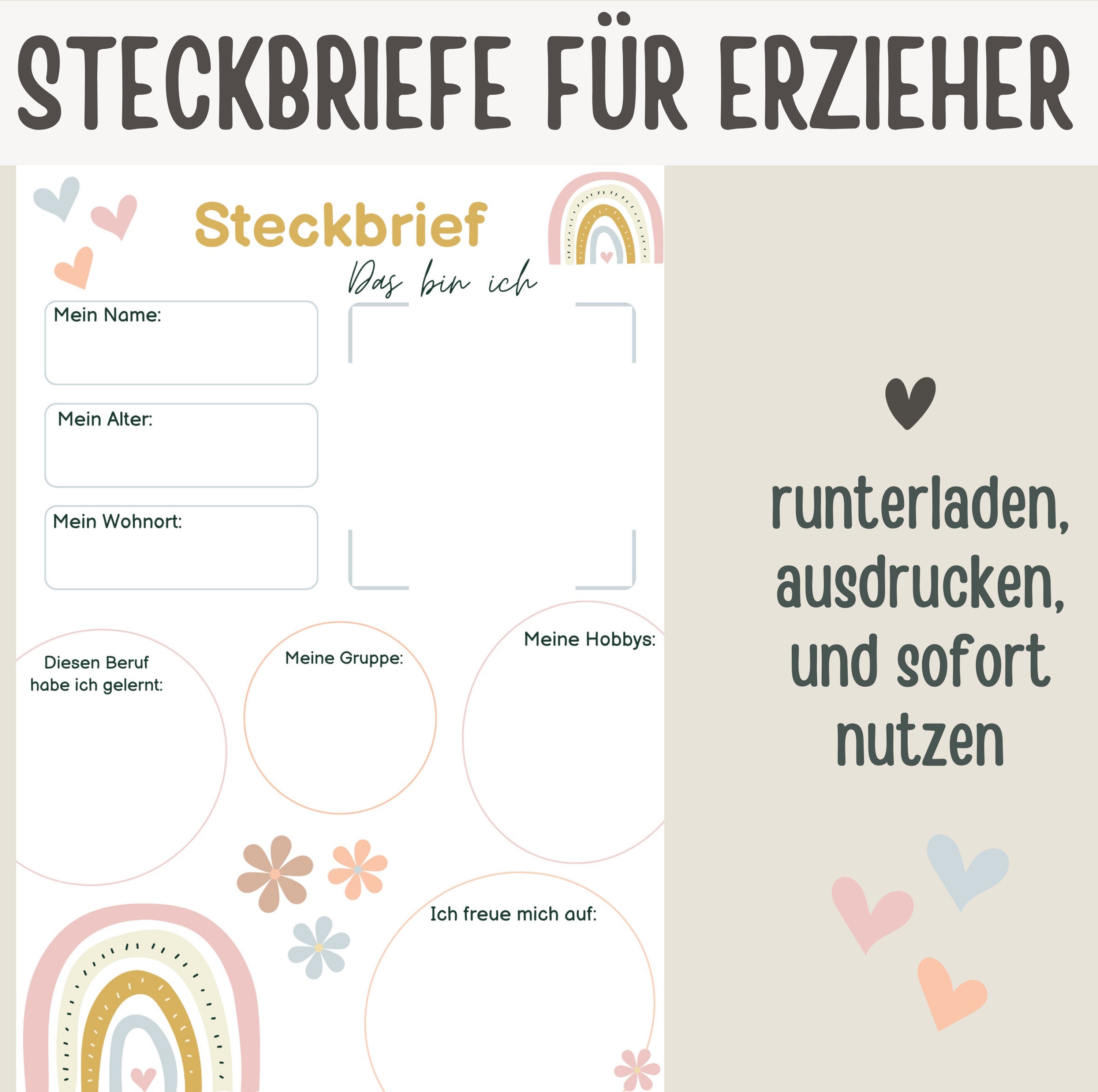 Steckbrief Fur Kindergarten Erzieherin