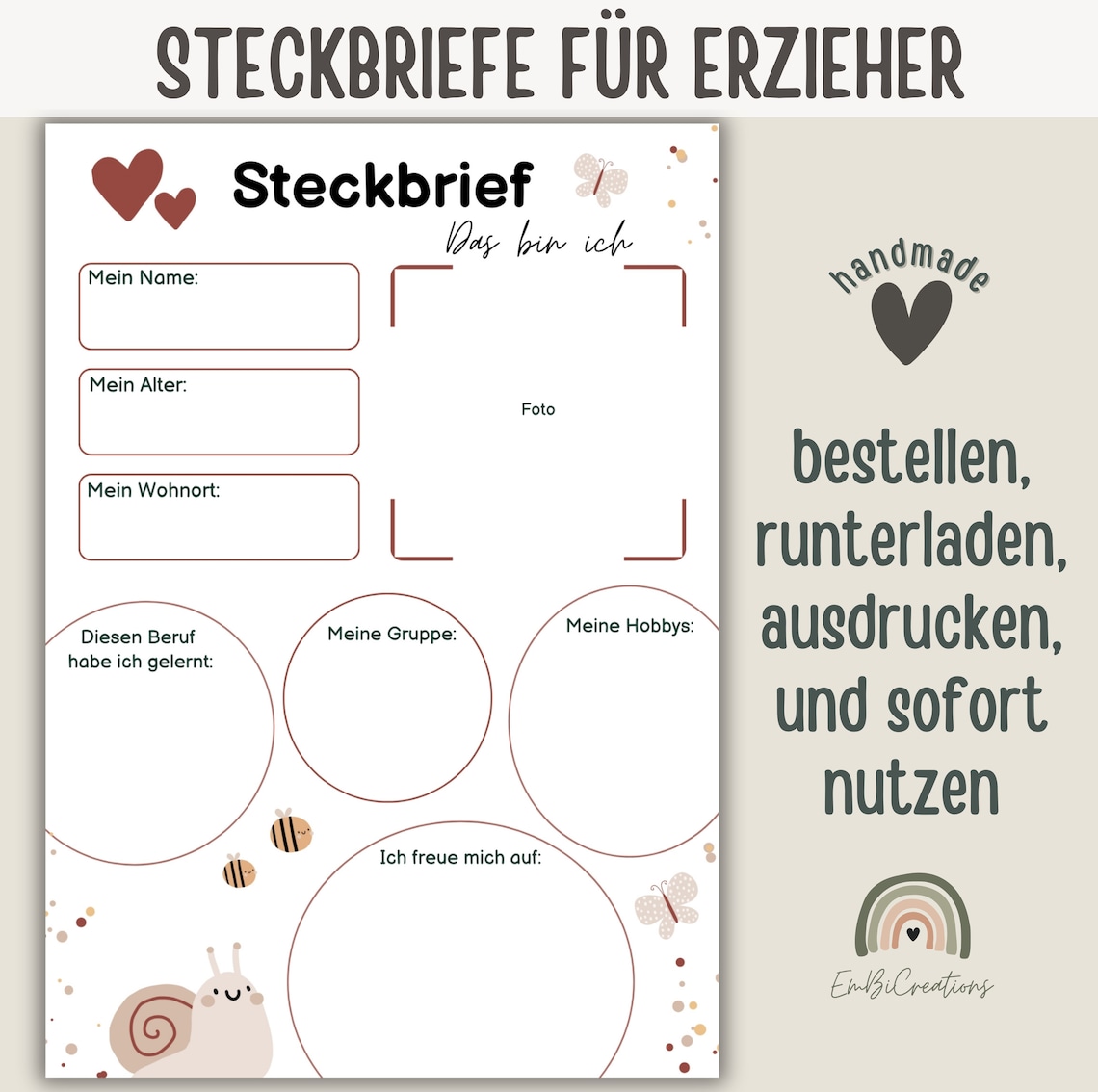 Steckbrief Fur Kindergarten Erzieherin