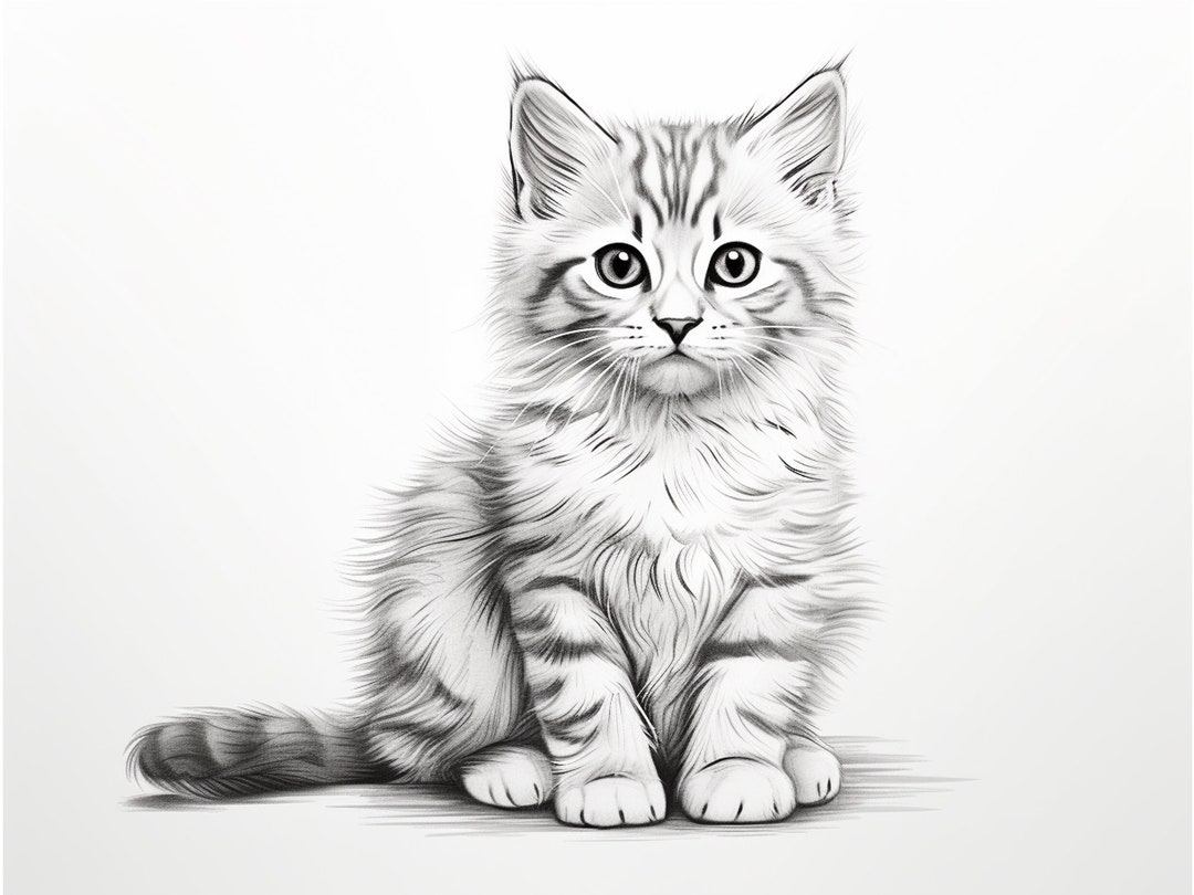 Hand Drawn Kitten Watercolor Png Clip Art - Etsy