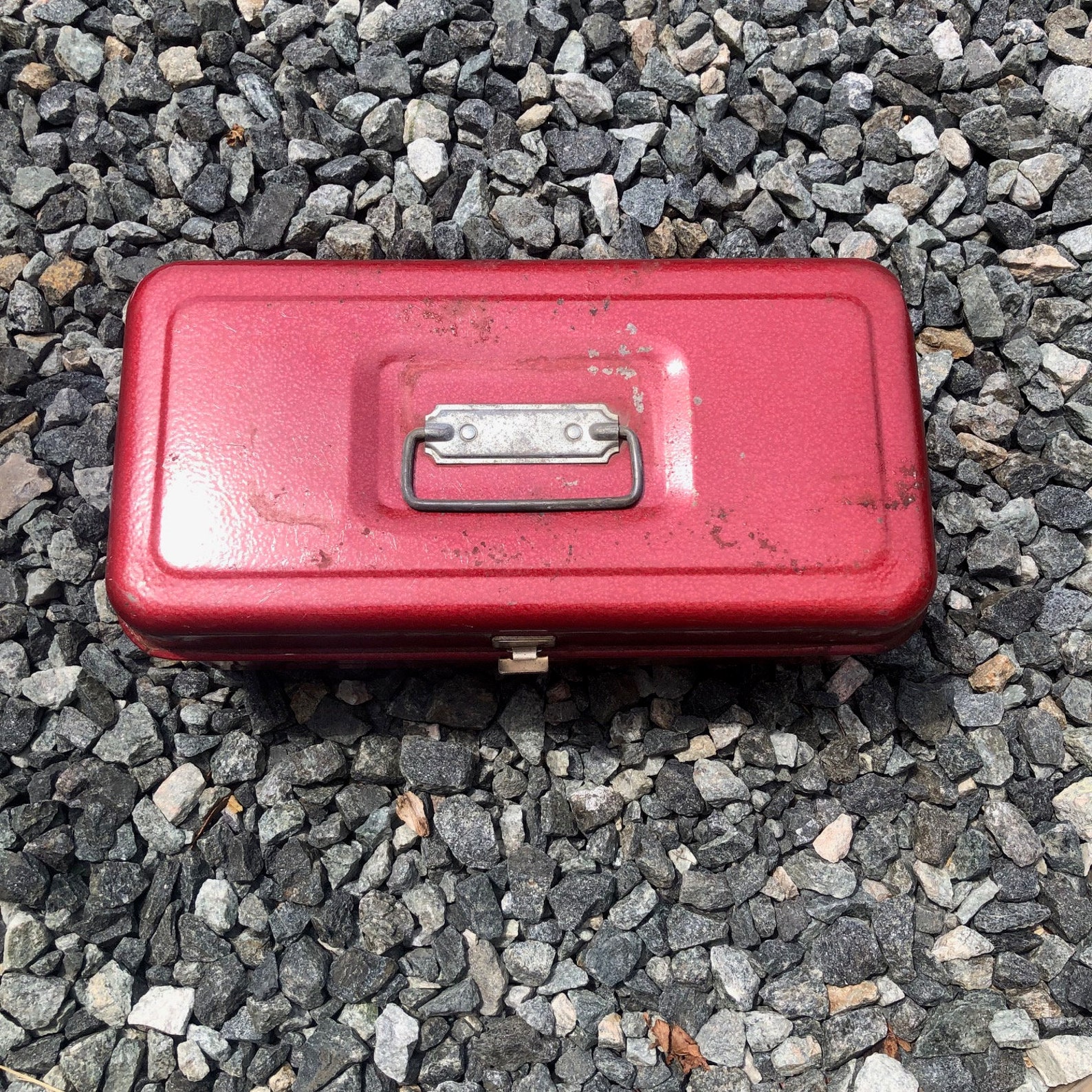 Vintage Red Metal, Two Tier Tackle, Tool or Lunch Box With Top Handle ...
