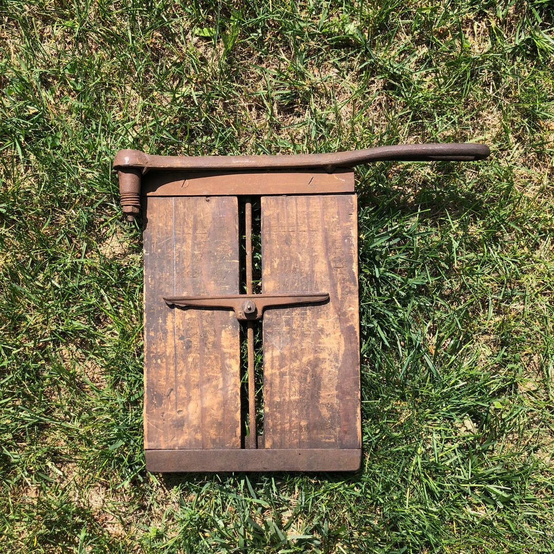 Antique Industrial Wood & Metal Paper Cutter - Etsy