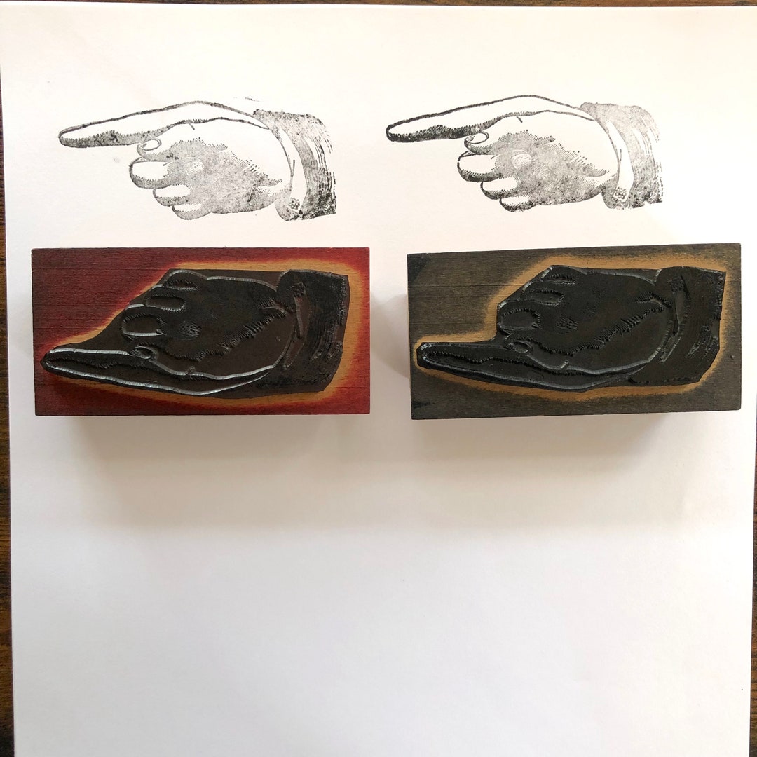 Vintage Large Pointing Finger, Hand, Wood Mounted, Rubber Stamp ...