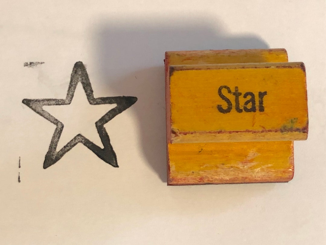 Vintage Wooden Black & Rubber Star Stamp - Etsy