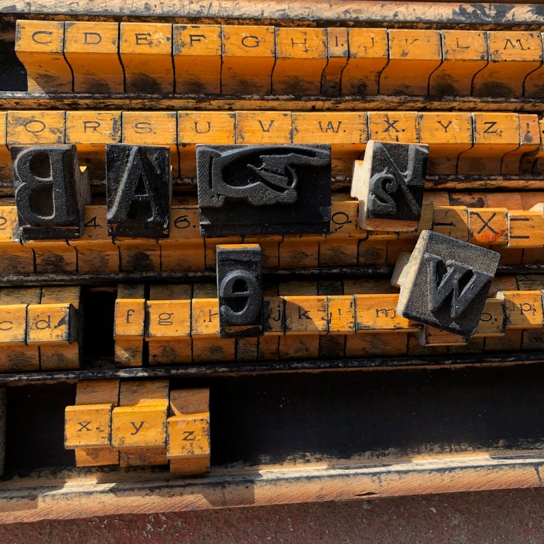 Antique Alphabet & Number Rubber Stamp Set in Original Wooden - Etsy