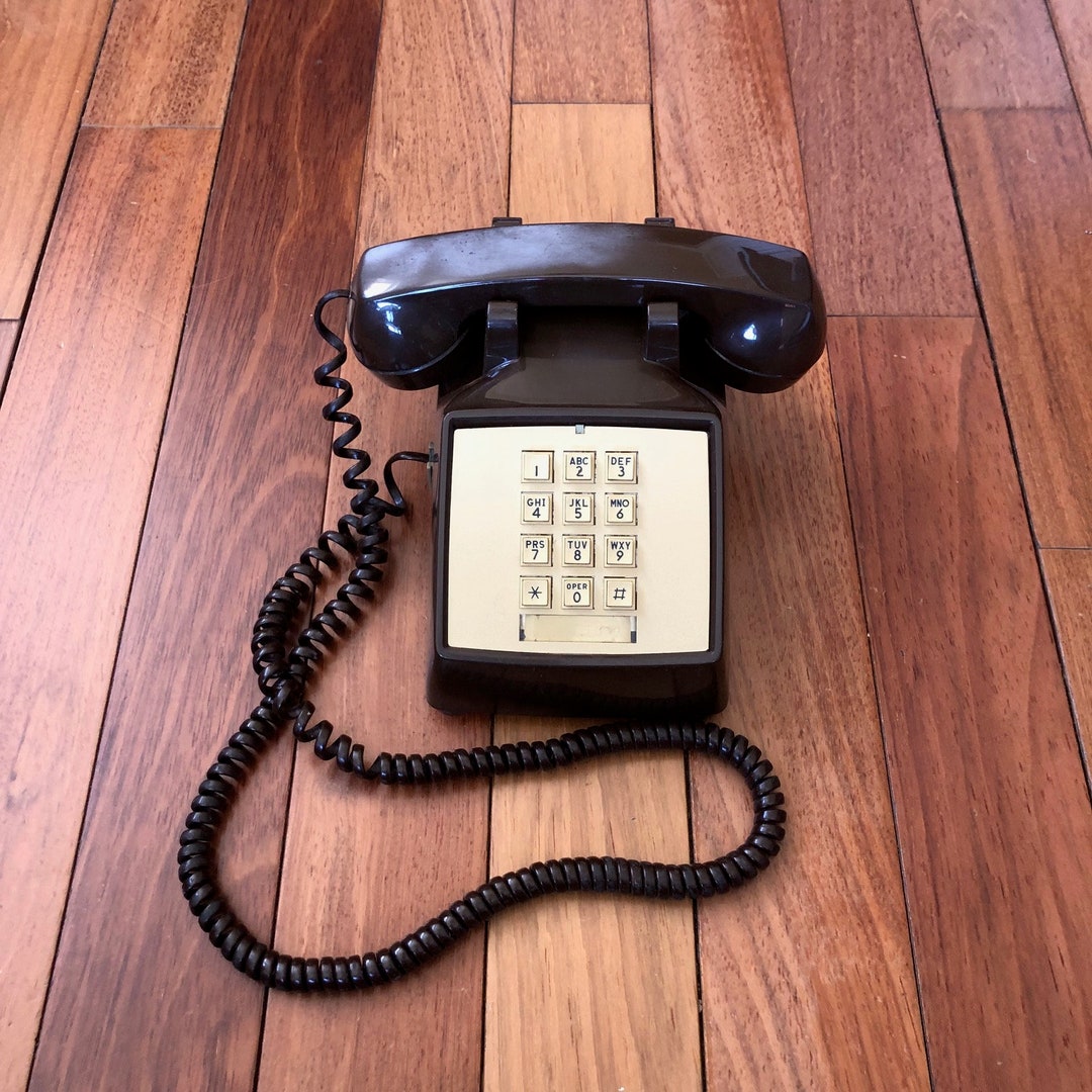 Vintage Brown & Beige Touch Tone/push Button Phone, Comdial Telephone ...