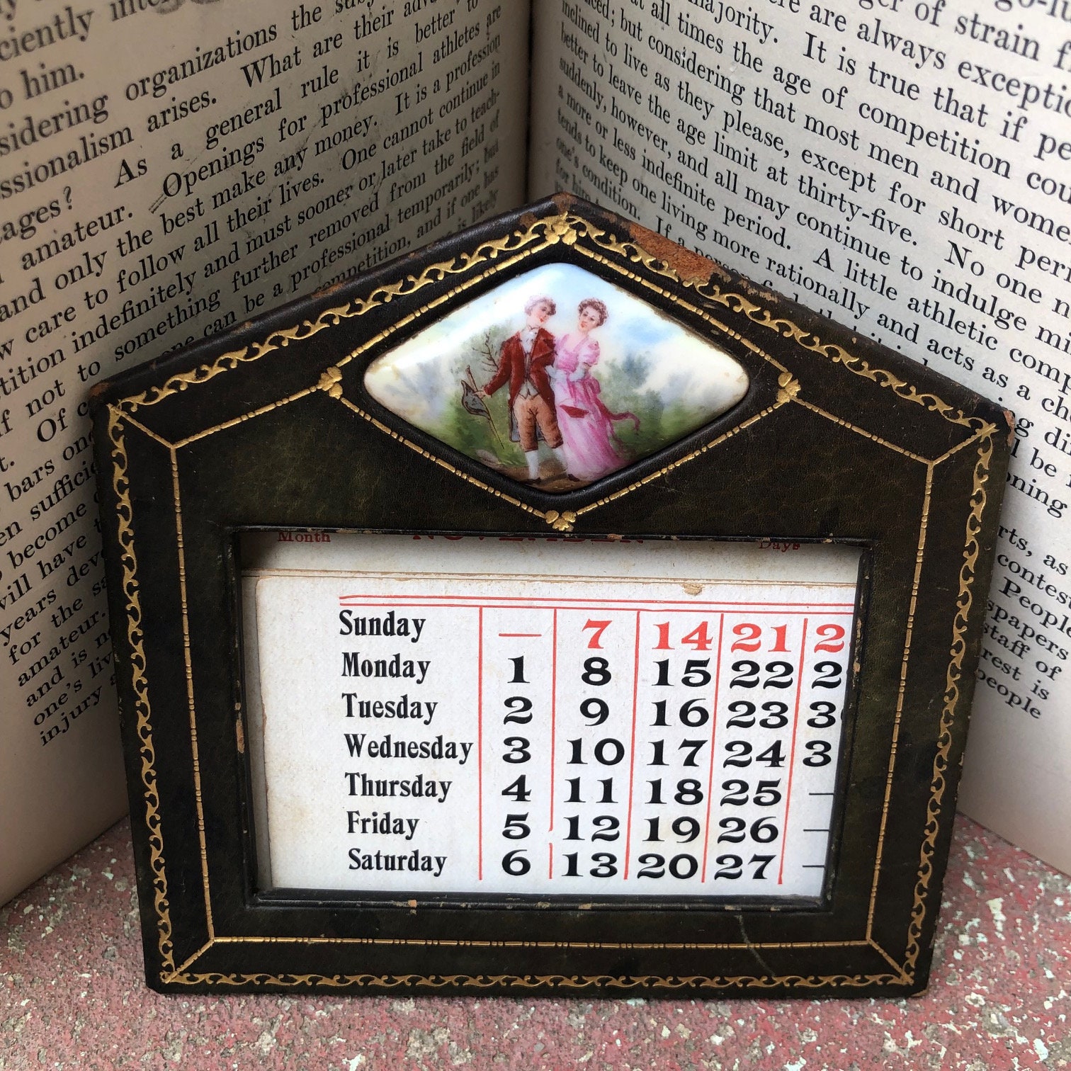 Antique, Victorian Style, Perpetual Calendar in Frame With Cardboard ...