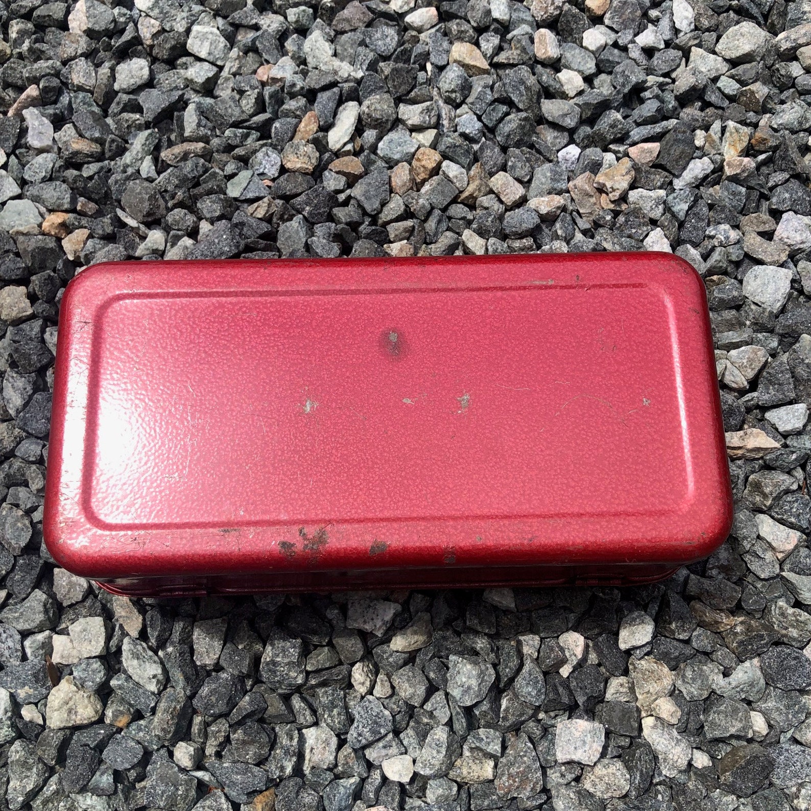 Vintage Red Metal, Two Tier Tackle, Tool or Lunch Box With Top Handle ...