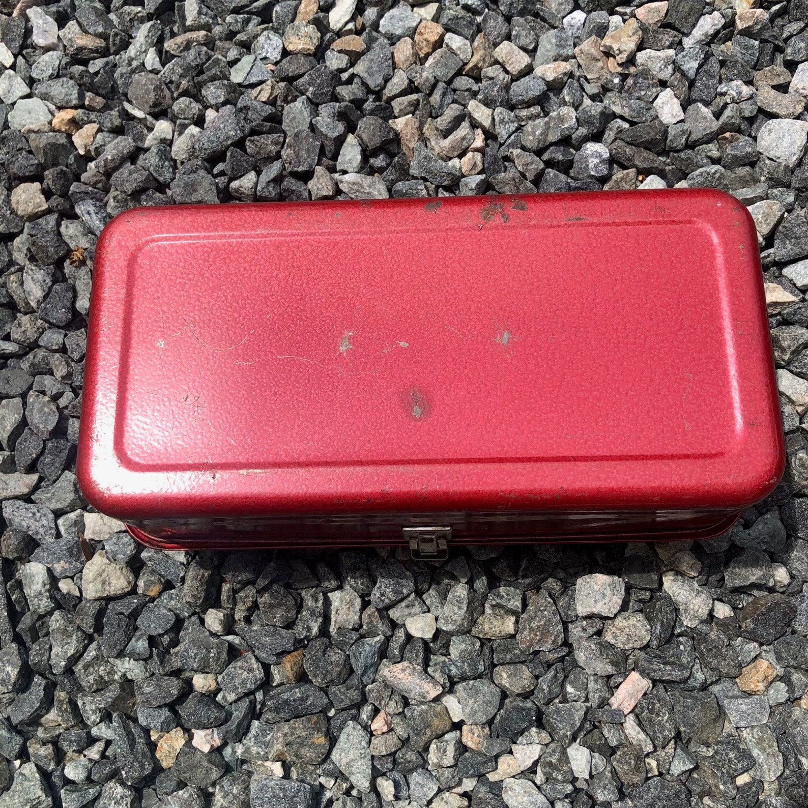 Vintage Red Metal, Two Tier Tackle, Tool or Lunch Box With Top Handle ...