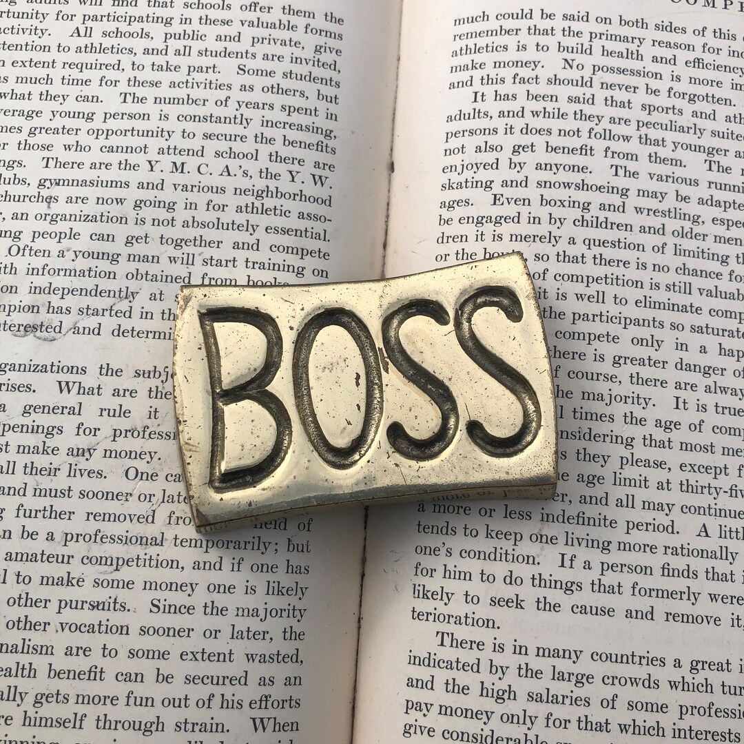 Vintage Brass 'BOSS' Paperweight, Desktop Decor - Etsy