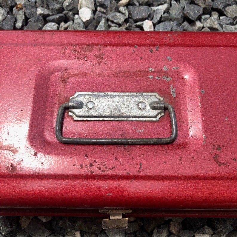 Vintage Red Metal, Two Tier Tackle, Tool or Lunch Box With Top Handle - Etsy
