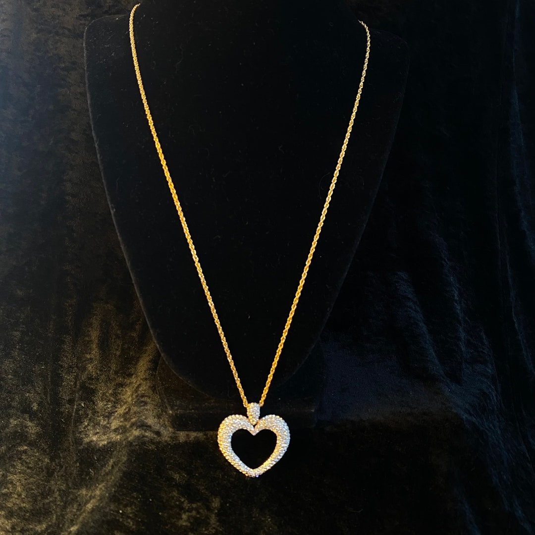 Vintage QVC Joan Rivers Classics Collection Pavè Heart Pendant on a 24 ...