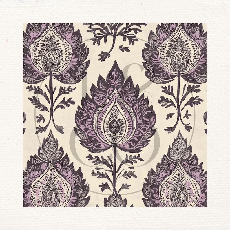 Neutral Indian Block Print Digital Paper - 24 Piece Scrapbook Set ...