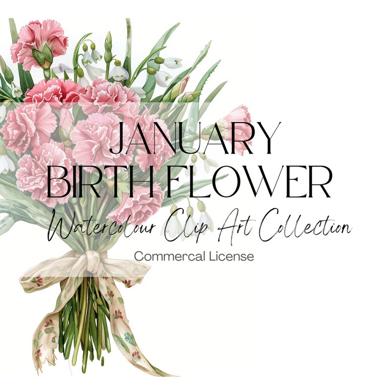 January Flowers Clipart - Etsy