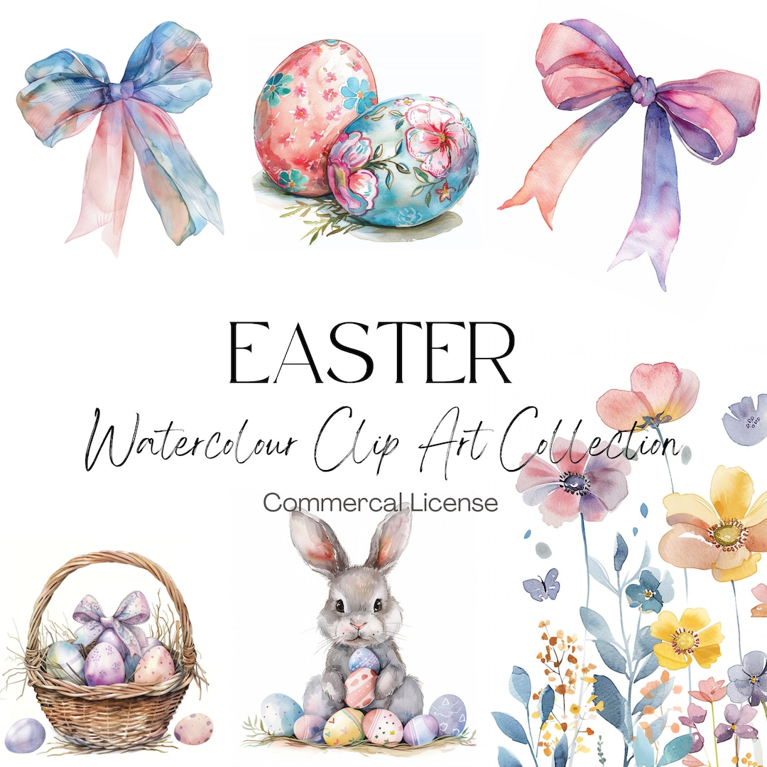 Easter Watercolour Clip Art, High Quality, 400 DPI, Cute Easter Clip ...