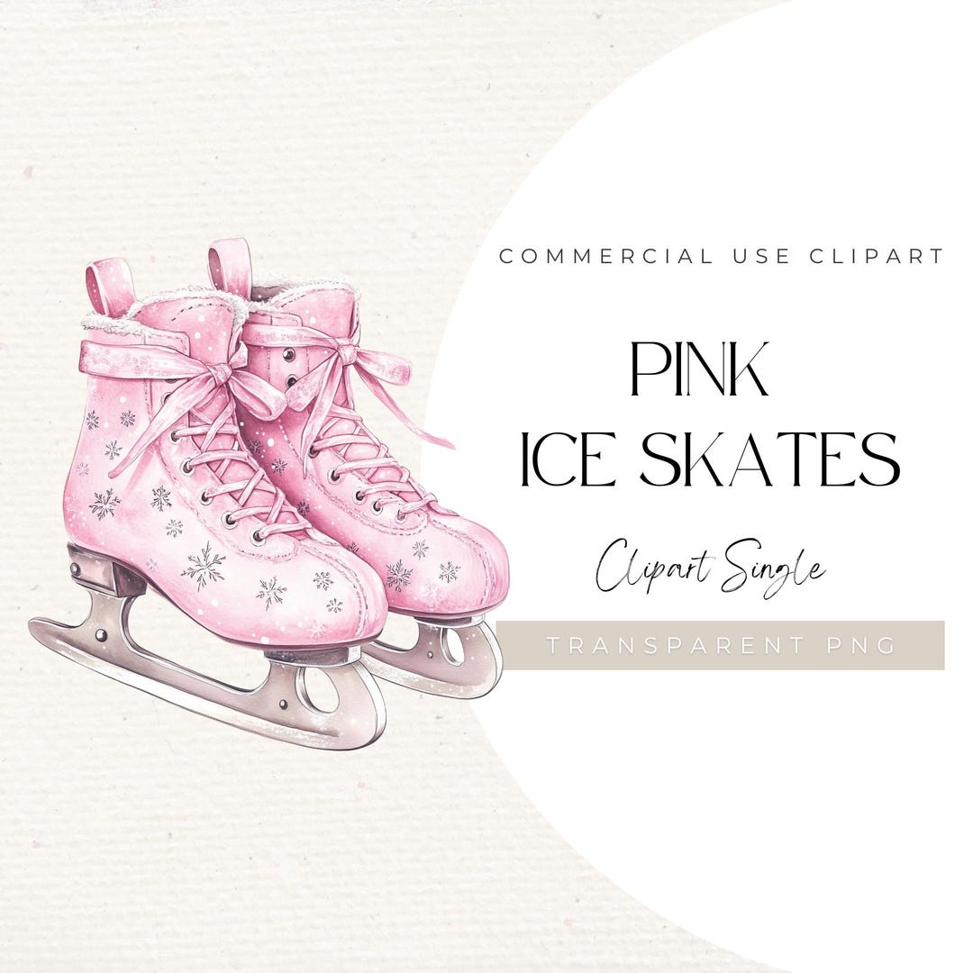 Pink Ice Skates Clipart – Watercolor Winter Illustration (PNG) - Etsy